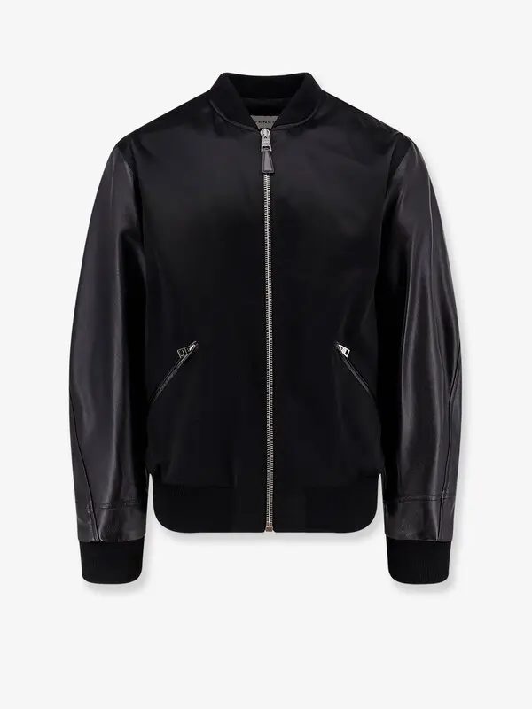 Givenchy Bomber Jacket With Leather Sleeves - Multicolor