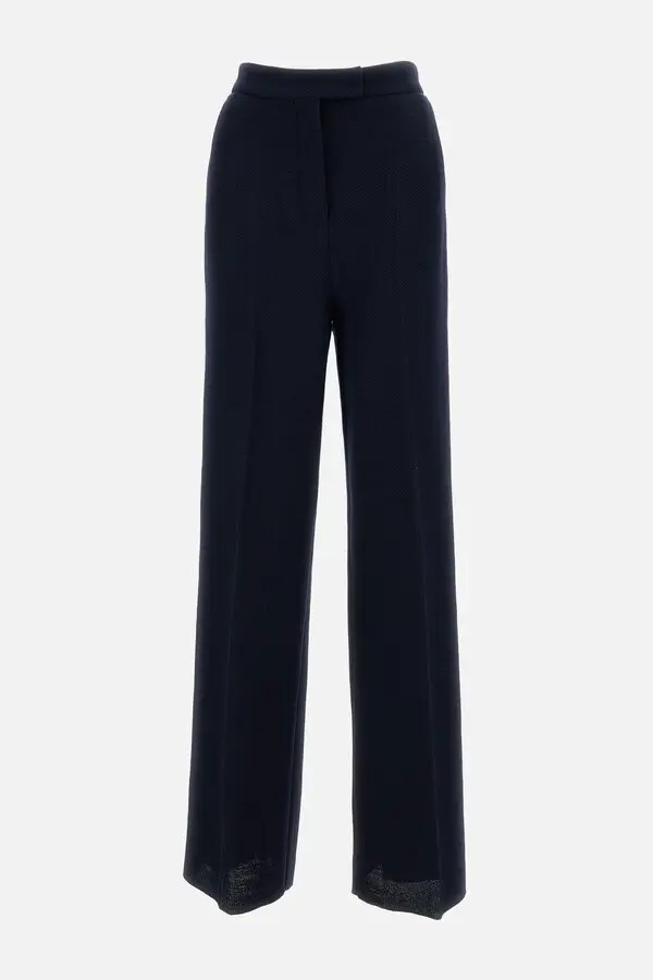 Max Mara Wool Jersey Wide Leg Trousers