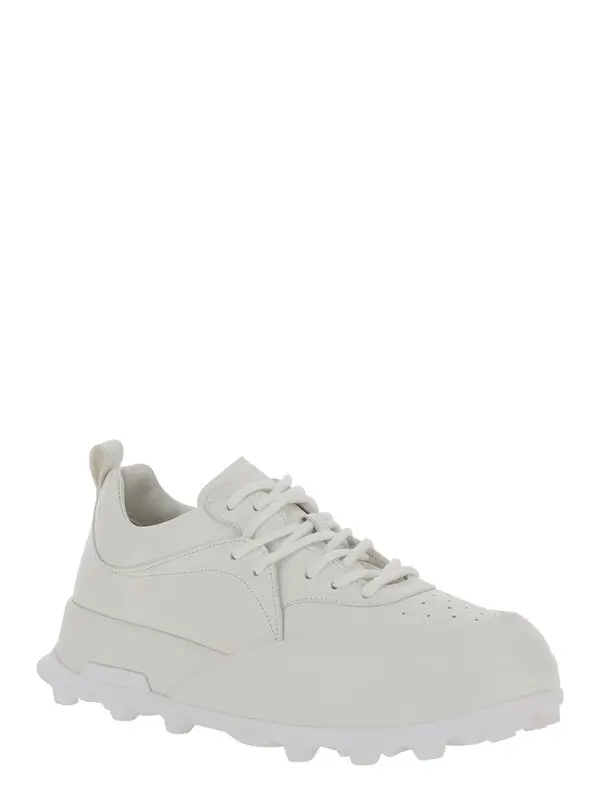 JIL SANDER White Leather Low Top Sneakers