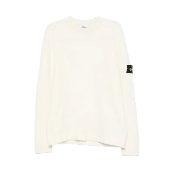 Stone Island Ribbed Crewneck Long Sleeve Jumper - Cream