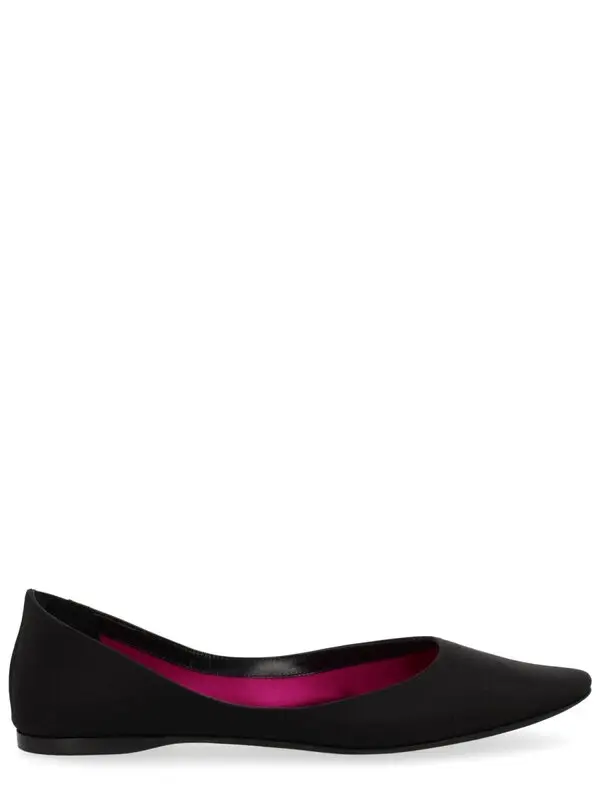 Saint Laurent Crepe Satin Ballerina Lou Flats - Black