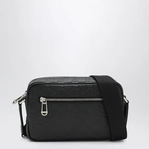 Gucci Small Gg Embossed Leather Shoulder Bag - Black