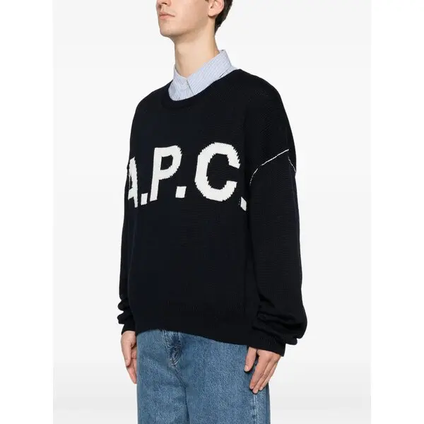 A.p.c. Logo Knit Jumper - Blue
