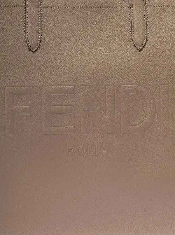 Fendi Leather Tote Bag With Embossed Logo
