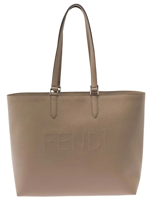 Fendi Leather Tote Bag With Embossed Logo - Multicolor