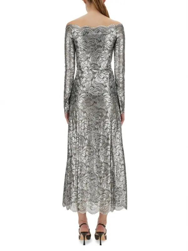Rabanne Long Lace Dress - Silver
