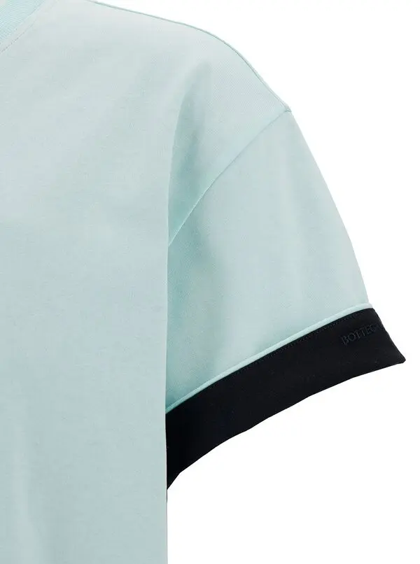 Bottega Veneta Light Blue Double Layer T-shirt In Cotton