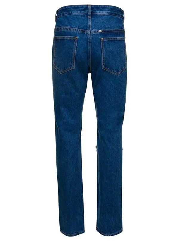 Givenchy Blue Cotton Denim Jeans With Rips And Zip Details