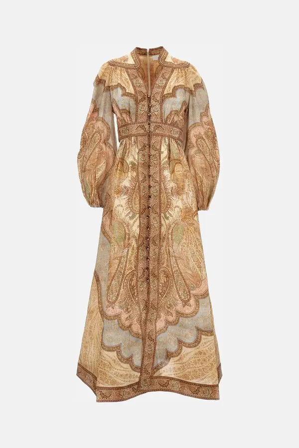 Zimmermann Plunge Midi Dress - Multicolor