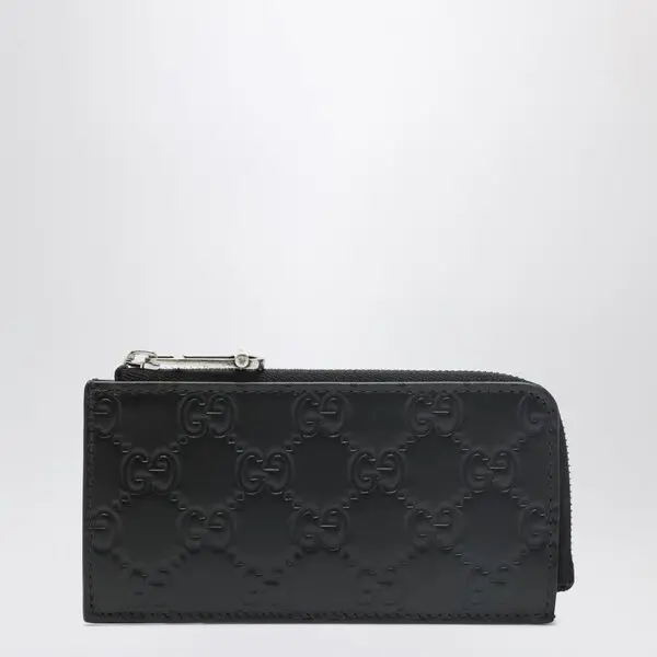 Gucci Gg Emblem Zip Card Holder - Black