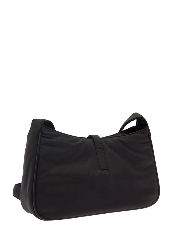 Saint Laurent Black Cassandre Fastening Shoulder Bag In Recycled Nylon - Multicolor