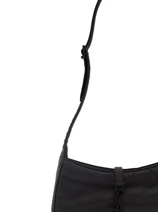 Saint Laurent Black Cassandre Fastening Shoulder Bag In Recycled Nylon - Multicolor