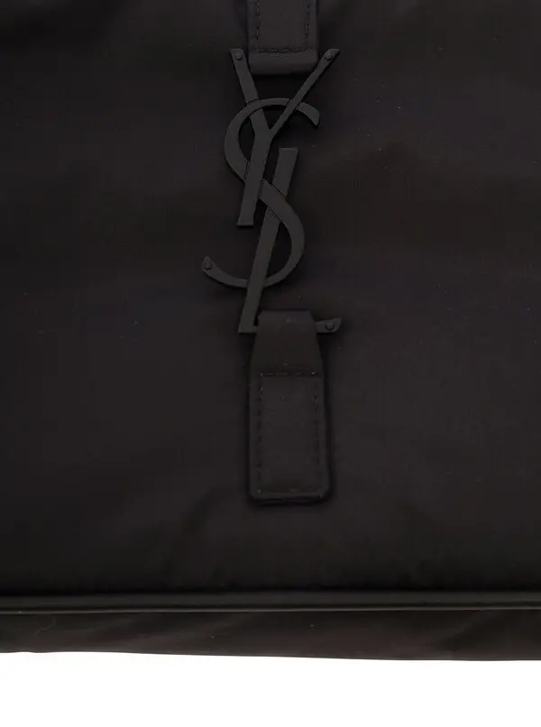 Saint Laurent Black Cassandre Fastening Shoulder Bag In Recycled Nylon - Multicolor