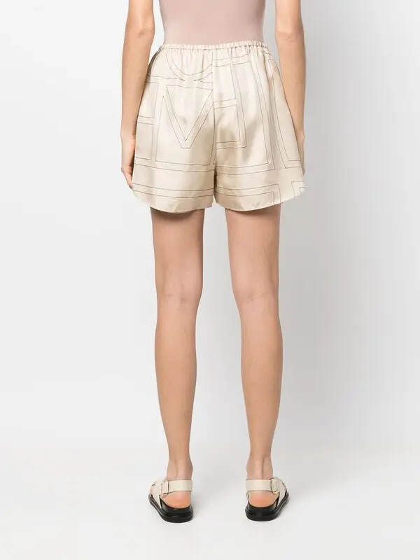 TOTEME Silk Pajama Shorts With Monogram Print - Multicolor