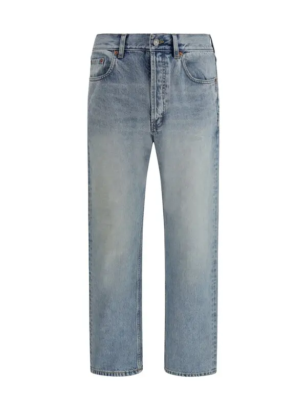 Saint Laurent Stonewashed Straight Leg Jeans - Blue