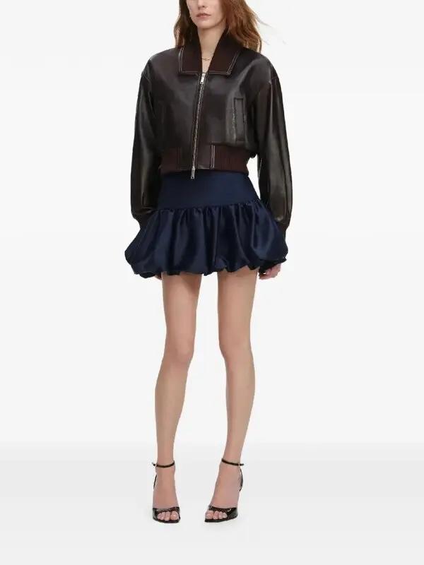SELF-PORTRAIT Lambskin Leather Bomber Jacket - Multicolor