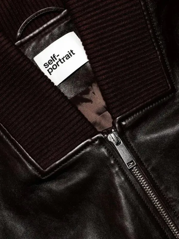 SELF-PORTRAIT Lambskin Leather Bomber Jacket - Multicolor