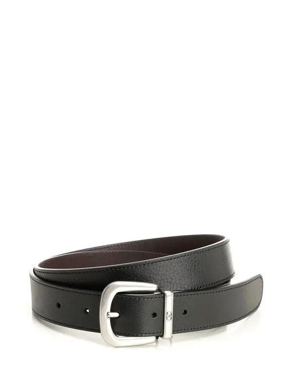 Valentino Garavani Reversible Leather Belt With Buckle - Black