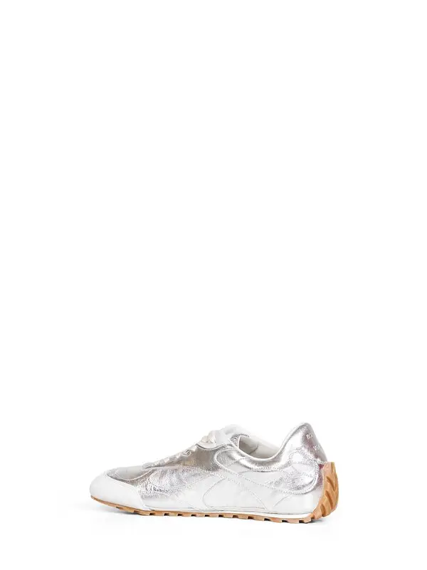 Bottega Veneta Silver Laminated Leather Orbit Flash Sneakers