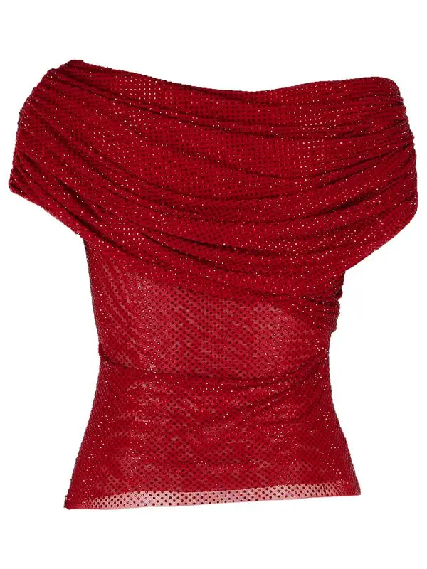 SELF-PORTRAIT Embellished Draped Top