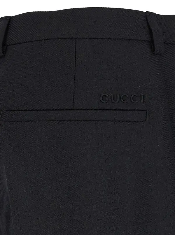 Gucci Tailored Wool Pants With Tonal Logo - Multicolor