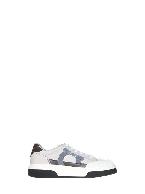 FERRAGAMO Low-top Sneakers With Gancini Detail - Multicolor