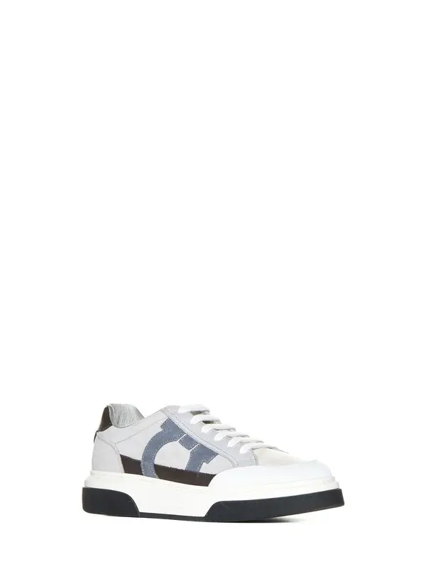 FERRAGAMO Low-top Sneakers With Gancini Detail - Multicolor