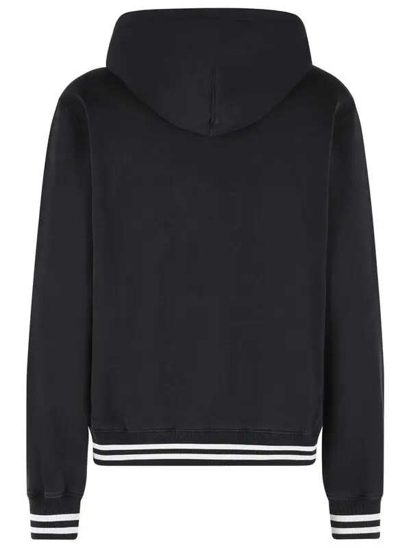 Dolce & Gabbana Cotton Hoodie With Contrast Logo Detail - Black
