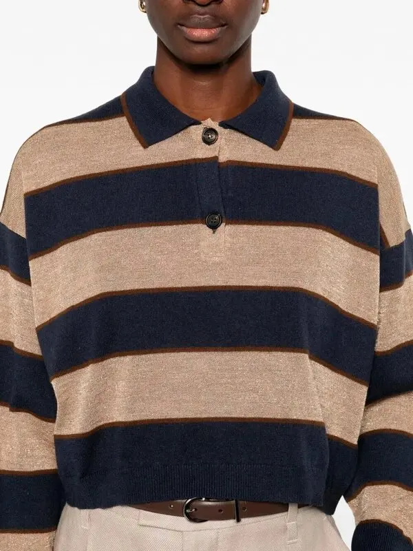 Brunello Cucinelli Striped Polo Sweater