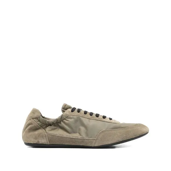 Prada Low-top Suede And Fabric Sneakers - Green
