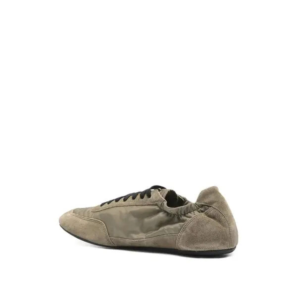 Prada Low-top Suede And Fabric Sneakers - Green