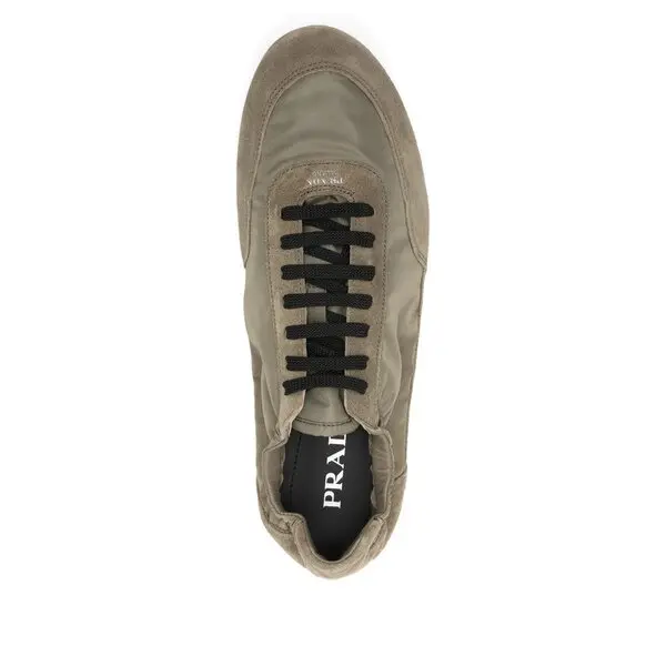 Prada Low-top Suede And Fabric Sneakers - Green