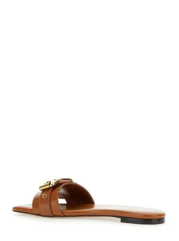 Chloé Mae' Leather Sandals With Logo Embellishment - Brown