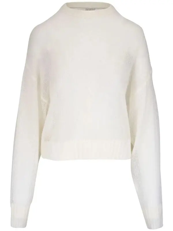 Brunello Cucinelli Mohair And Wool Sweater With Monili Embellishment