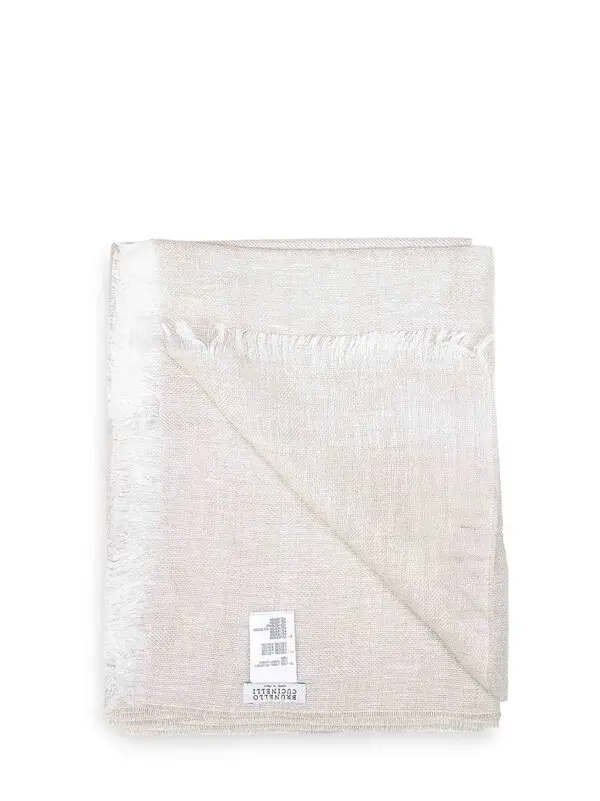 Brunello Cucinelli Beige Sparkling Linen Blend Scarf