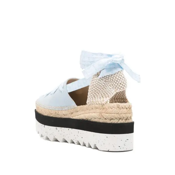 Stella McCartney Light Ribbon Espadrille Platform Sandals - Blue