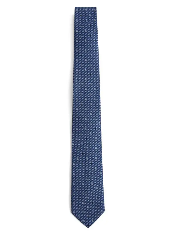 FERRAGAMO Gancini Print Silk Neck Tie - Multicolor