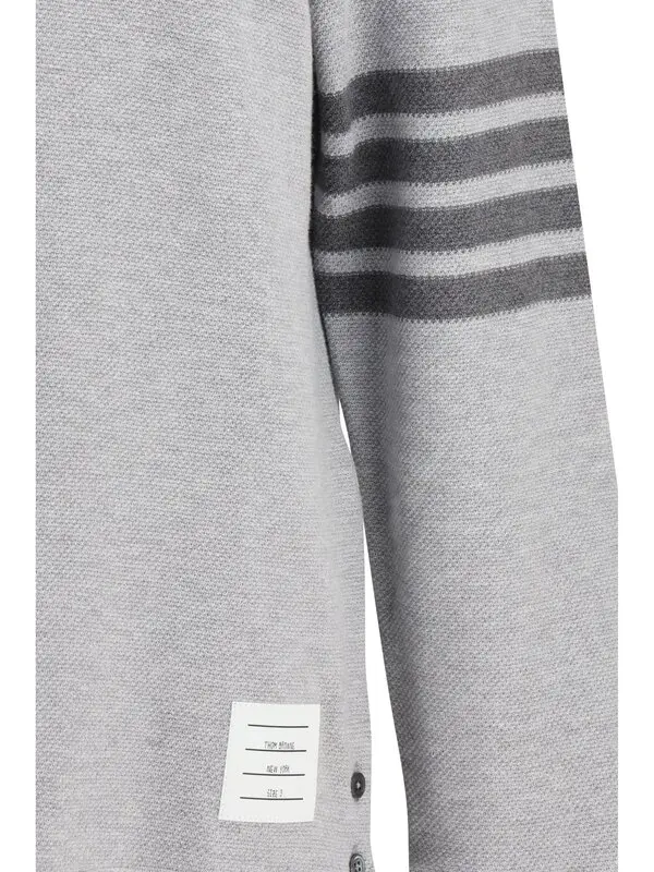 Thom Browne Piqué Long-sleeve Polo - Gray