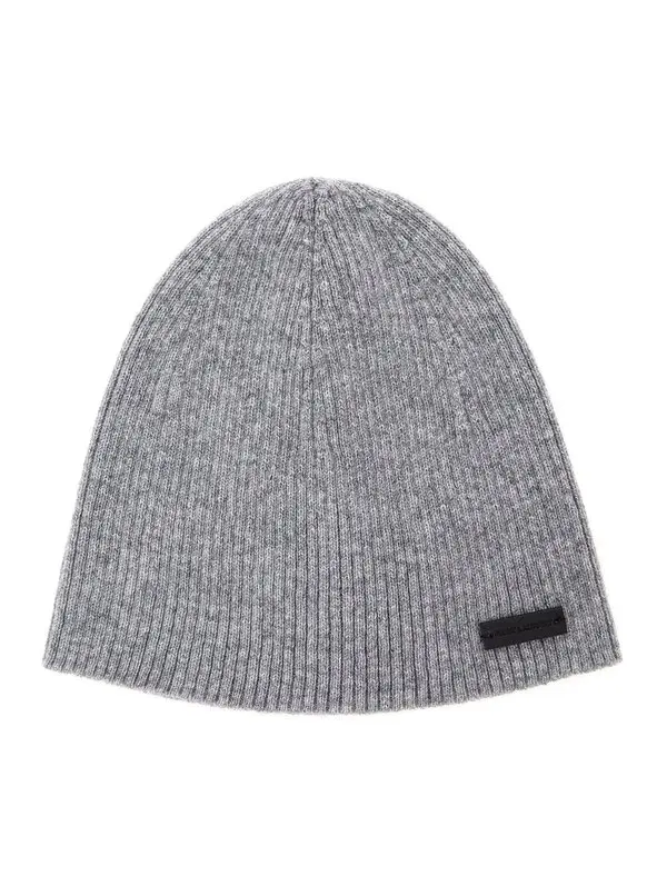 Saint Laurent Cashmere Beanie With Logo Patch - Gray