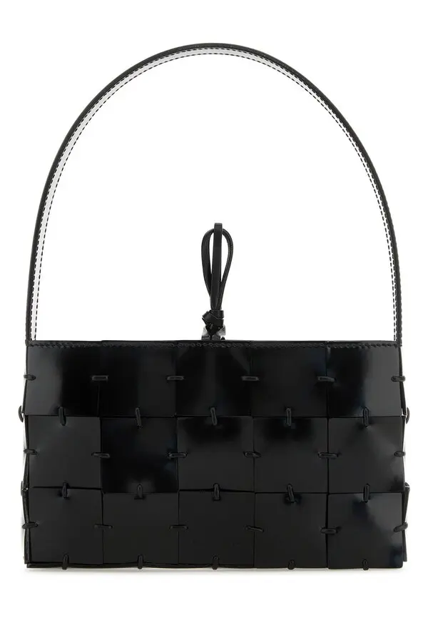 Amina Muaddi Black Spazzolato Leather Mini Baguette Bag - Multicolor