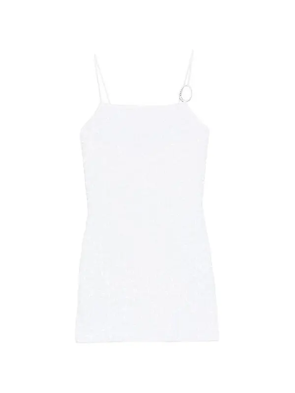 Oseree Mini Dress With Sequins And Ring Detail - White