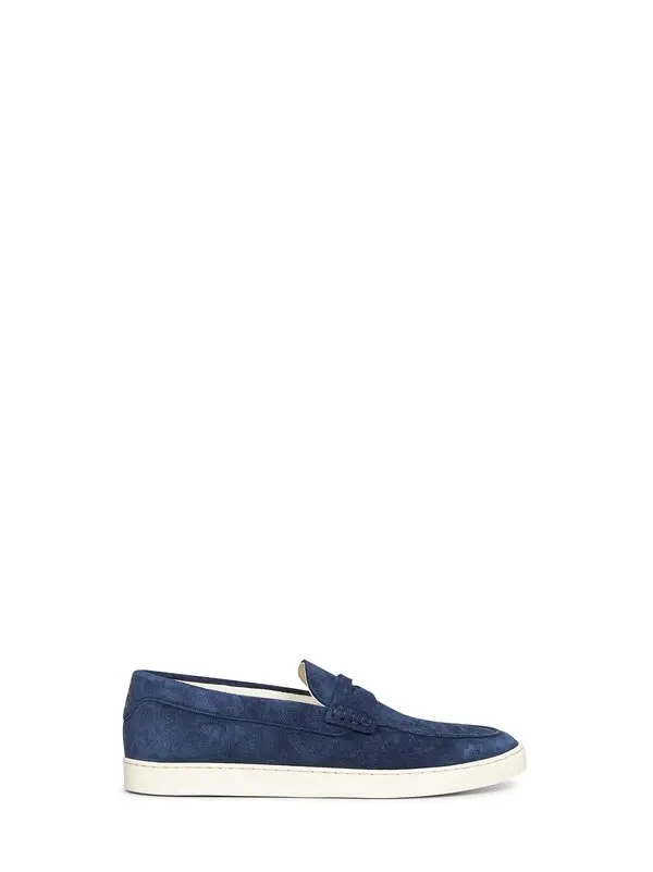 Brunello Cucinelli Navy Blue Suede Loafer Sneakers