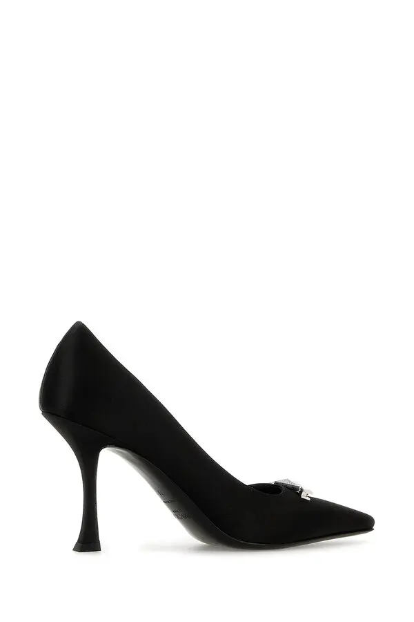 JIMMY CHOO Ryker 90 Satin Pumps With Pave Diamond Link