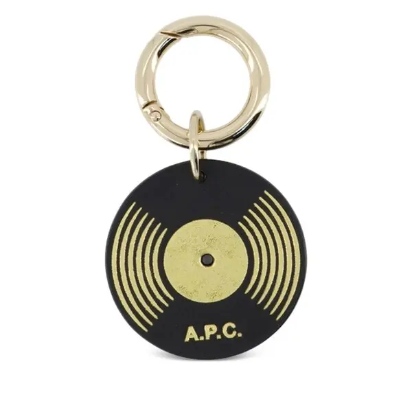 A.p.c. Leather Record Charm With Gold-tone Hardware - Black