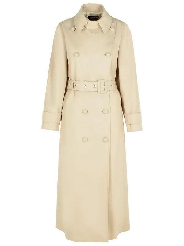 Dolce & Gabbana Beige Polyester Blend Trench Coat - Cream