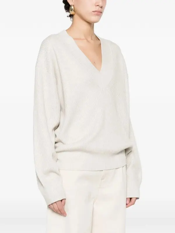 Brunello Cucinelli Sparkling Cashmere V-neck Sweater