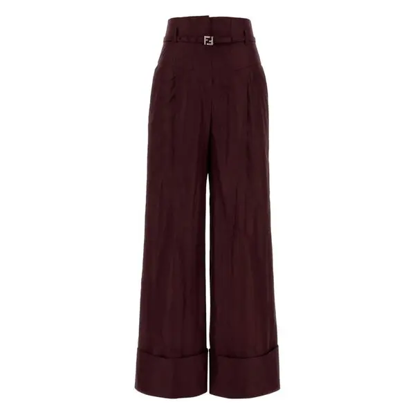 Fendi Palazzo Pants With Buckle Detail - Red