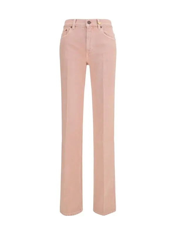 Chloé Straight-leg Jeans In Garment-dyed Organic Cotton - Pink