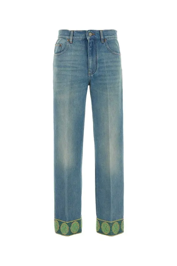 Valentino Garavani Embroidered Denim Jeans - Blue