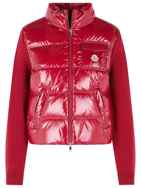 Moncler Padded Virgin Wool Cardigan With Zip Closure